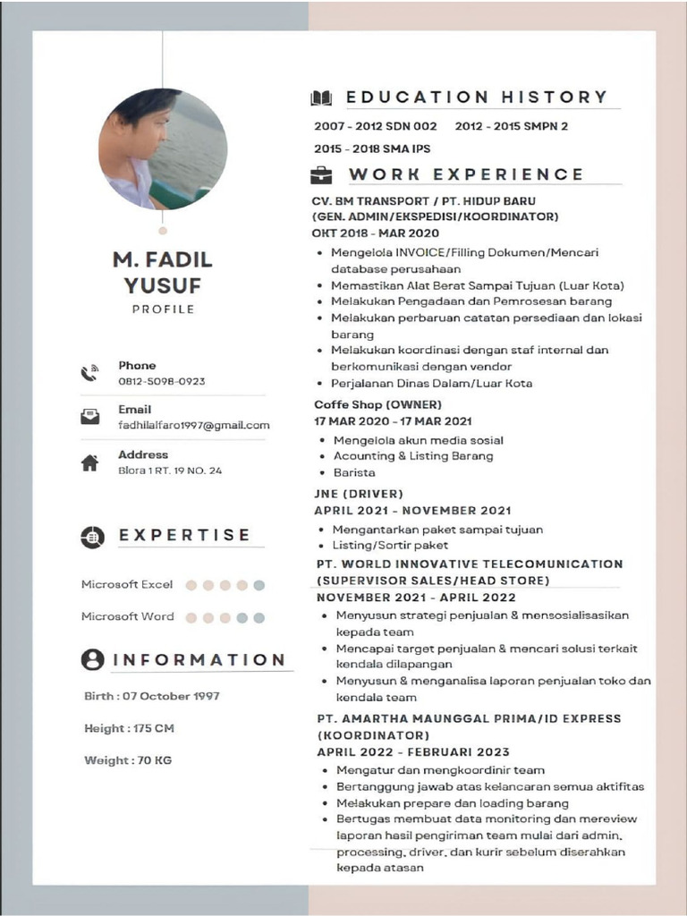 CV. Muhammad Fadil Yusuf | PDF