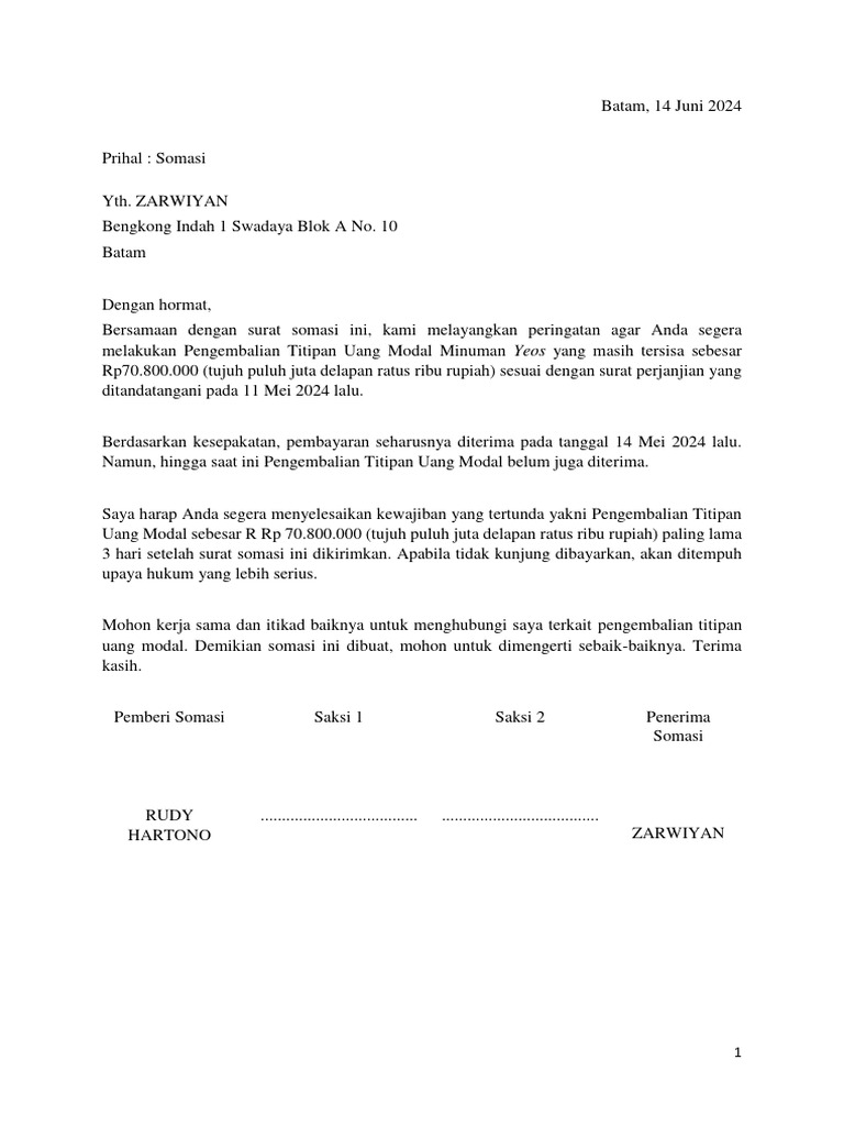 Surat Somasi 2 | PDF