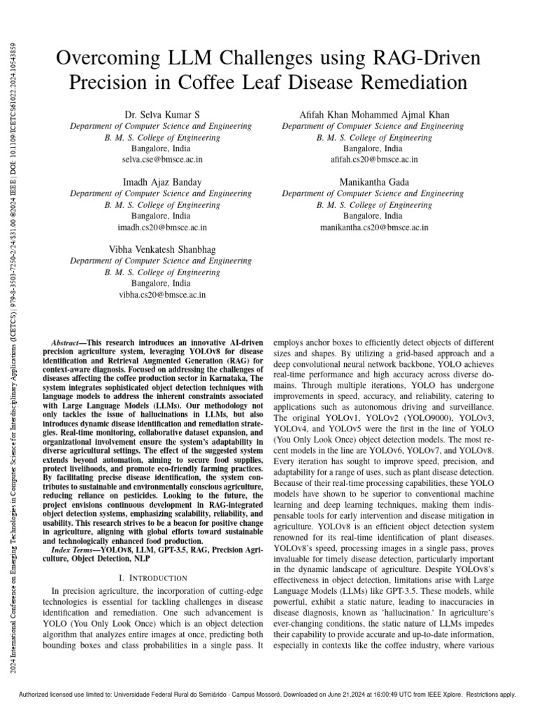 Overcoming Llm Challenges Using Rag Driven Precision In Coffee Leaf Disease Remediation