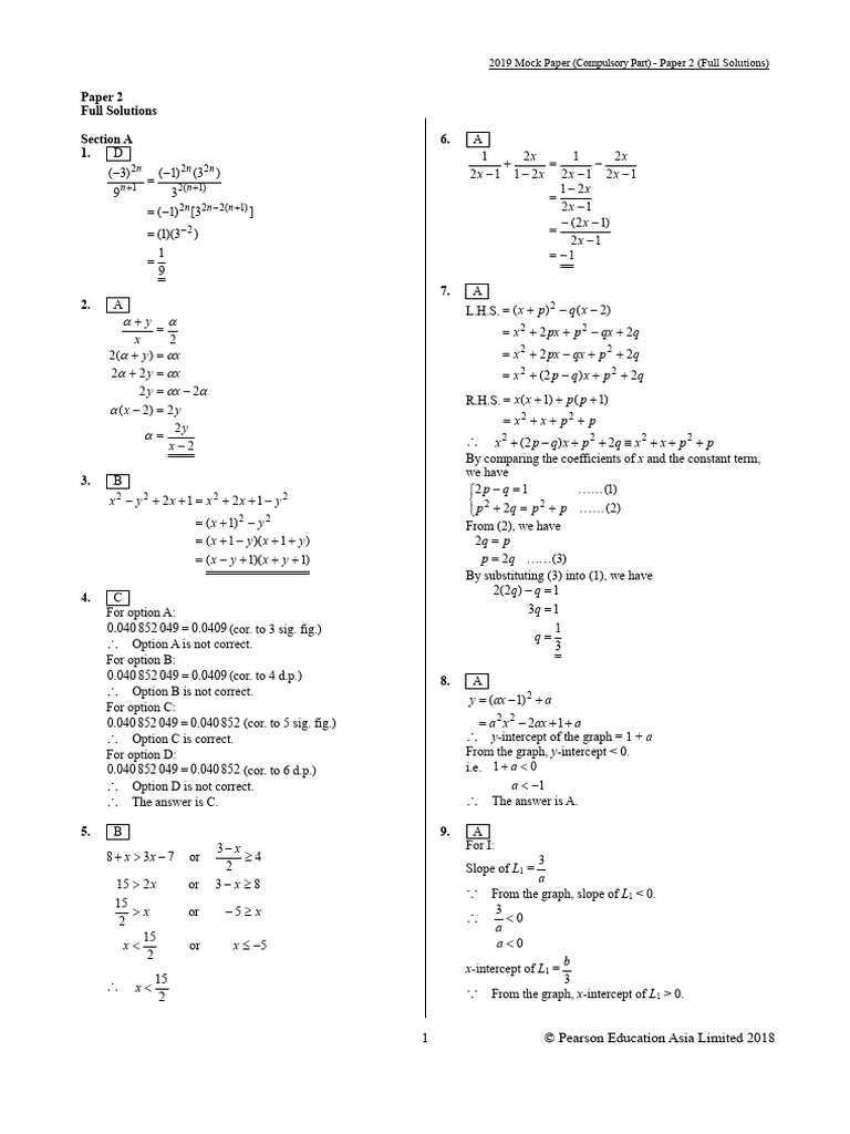 Mock 2019 Compulsory Part Paper 2 Solutions | PDF | Trigonometric Functions | Euclidean Geometry