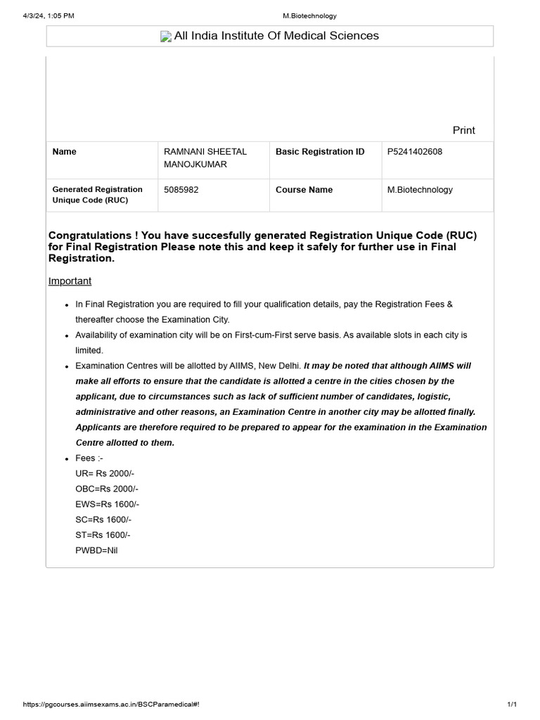 Aiims Code | PDF