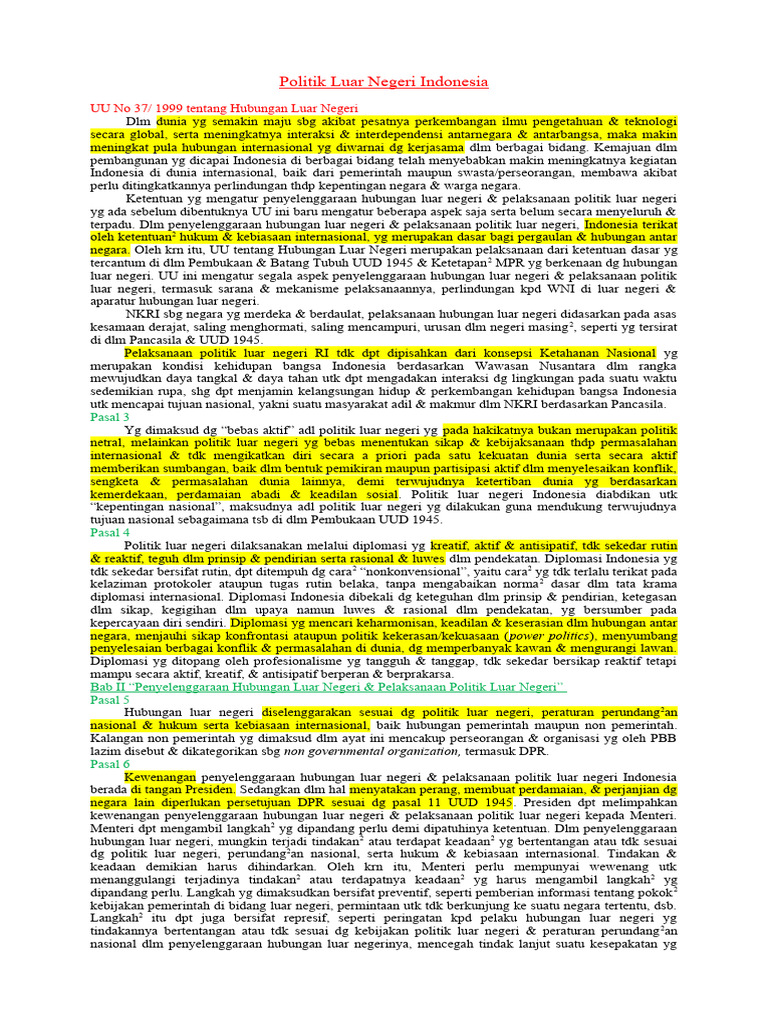 Sarana Politik Luar Negeri Indonesia | PDF