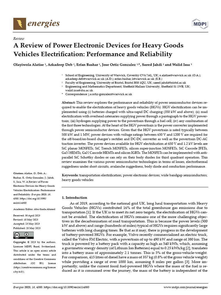 A Review of Power Electronic Devices For Heavy Goo | PDF | Mosfet ...