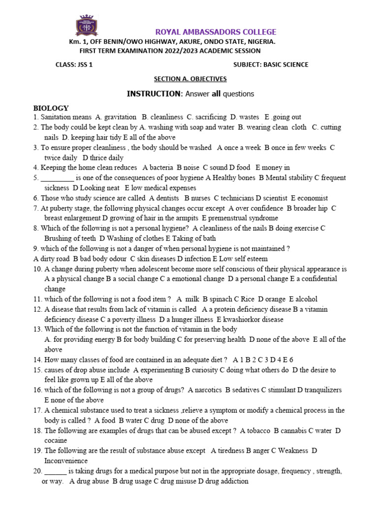 Basic Science-Examination | PDF | Menstrual Cycle | Chemistry