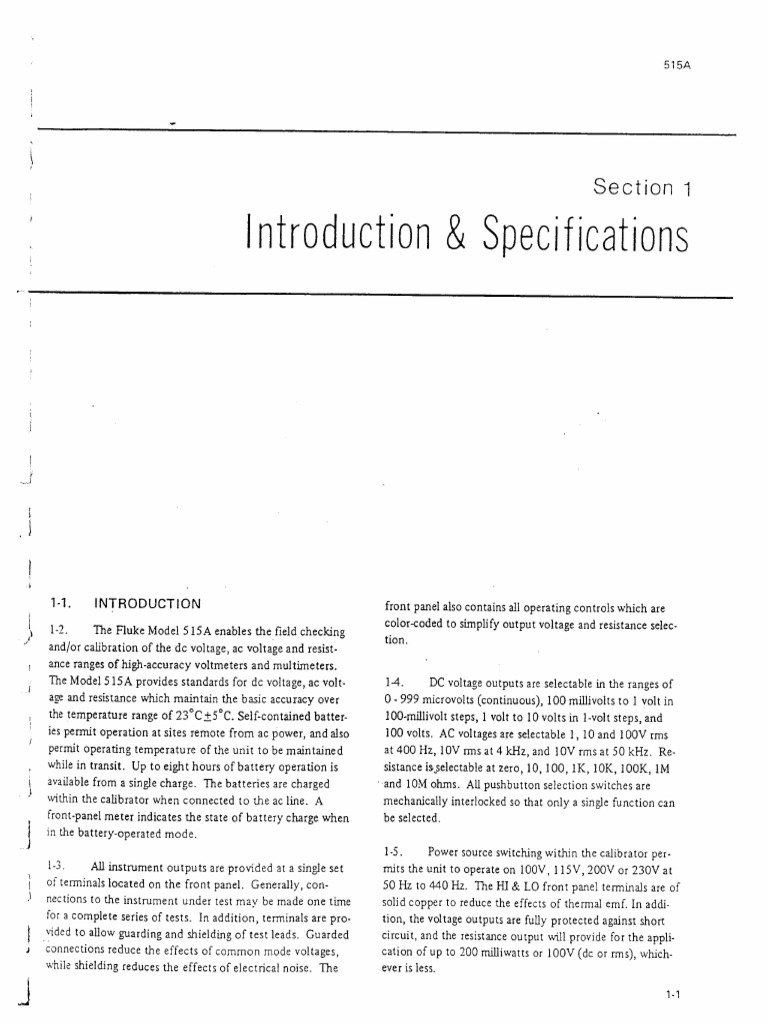 Fluke-515A-Specifications-09E64 | PDF