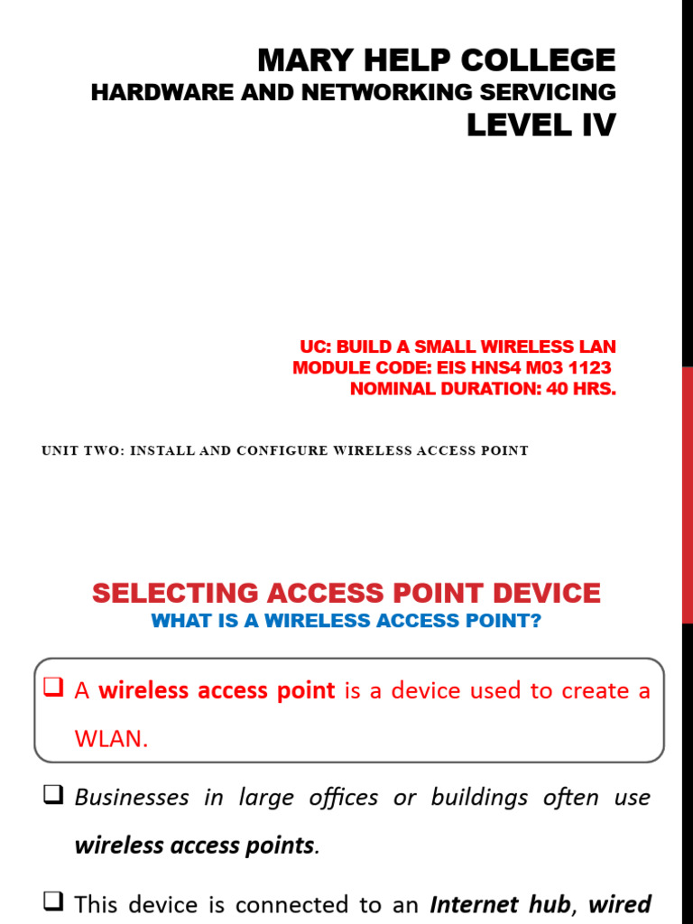 Unit #2 - Install and Configure Wireless Access Point | PDF | Wireless Access Point | Computer ...