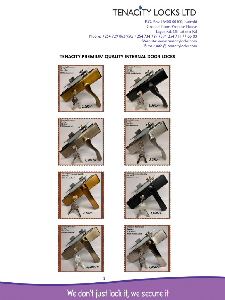 June 2024 Tenacity Locks LTD Catalog | PDF