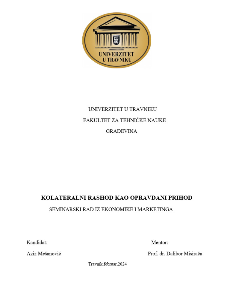 Kolateralni Rashod Kao Opravdani Prihod | PDF