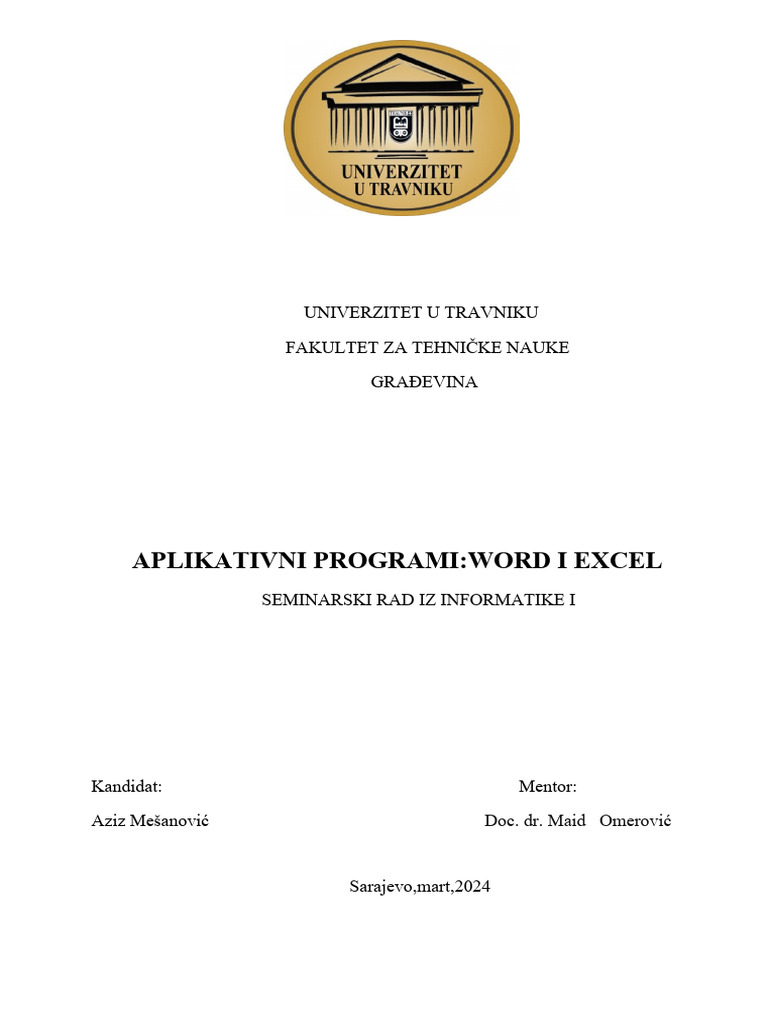 Aplikativni Programi Word I Excel | PDF