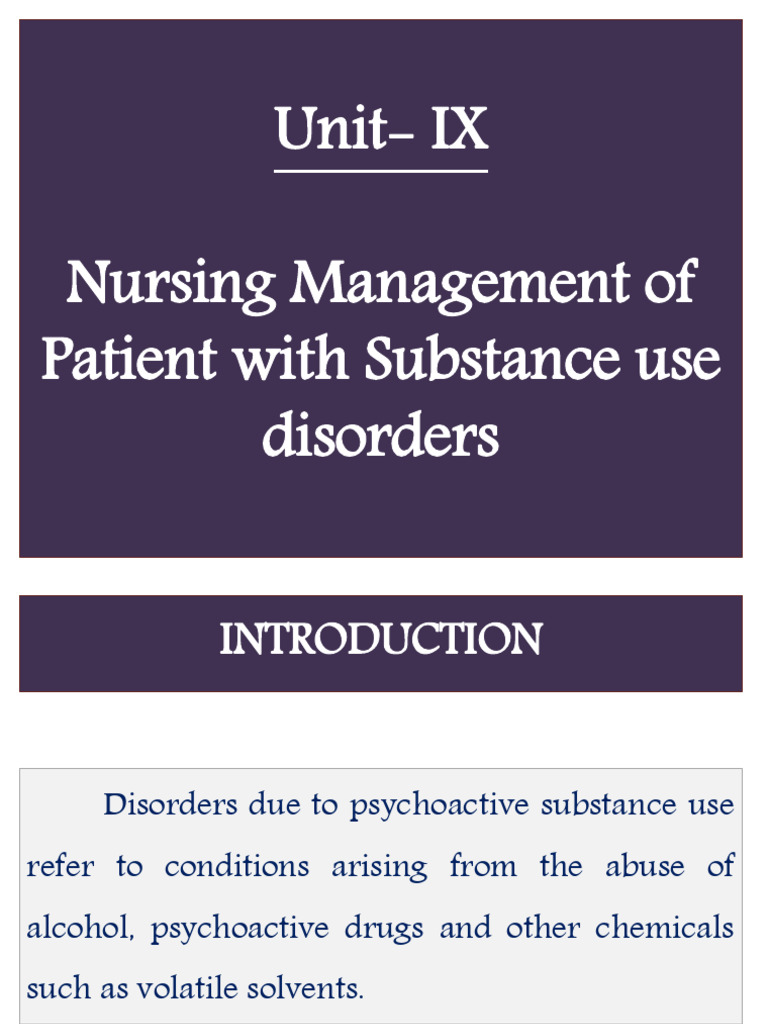 Unit-9. Substance Use Disorders | PDF | Substance Abuse | Psychoactive Drugs