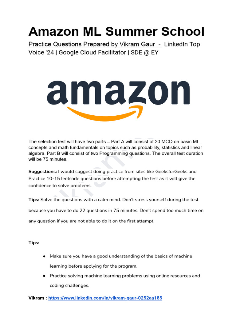 Amazon ML Summer School Free Resources PDF | PDF | String (Computer Science) | Equations
