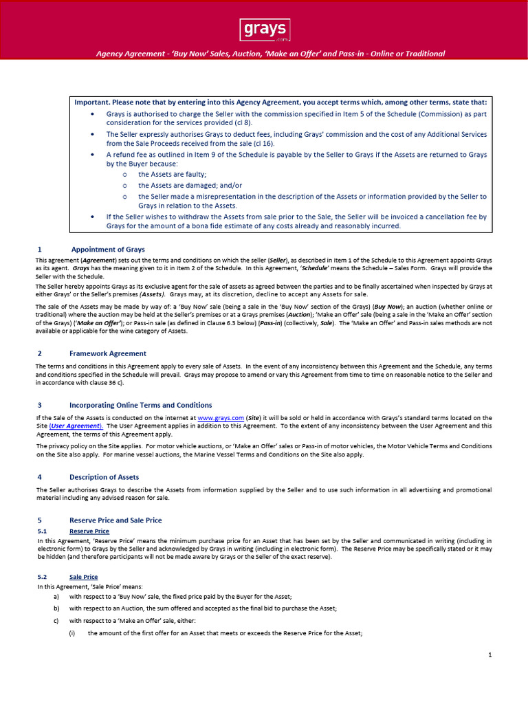 Lisa-Marie Edwards Agency Agreement | PDF | Auction | Sales