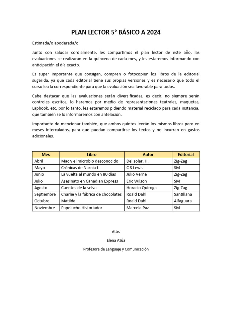 5°a - Plan Lector | PDF | Clásicos