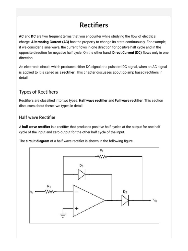 Rectifiers | PDF | Rectifier | Operational Amplifier