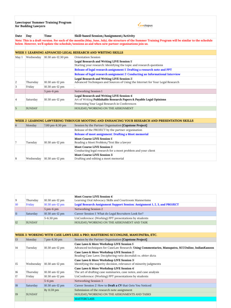 Lawctopus Summer Training Program For Budding Lawyers | PDF | Art