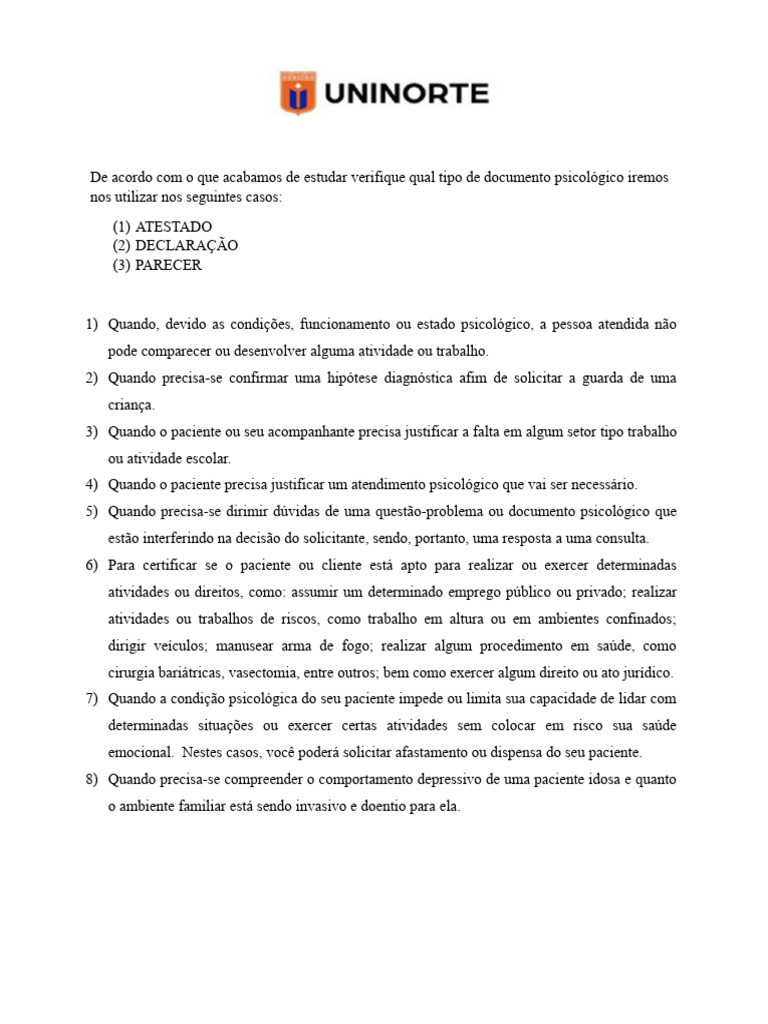 Atividade Documentos Psicologicos | PDF | Carreira e Crescimento | Autoajuda