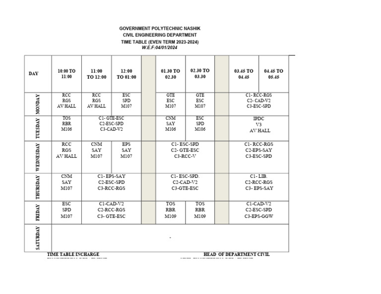 Ce A Timetable 2024 | PDF | Science & Mathematics | Computers
