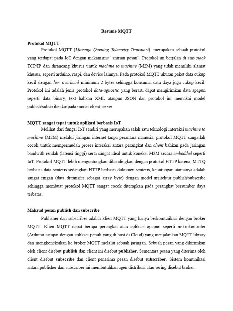 Resume MQTT | PDF | Bisnis | Komputer