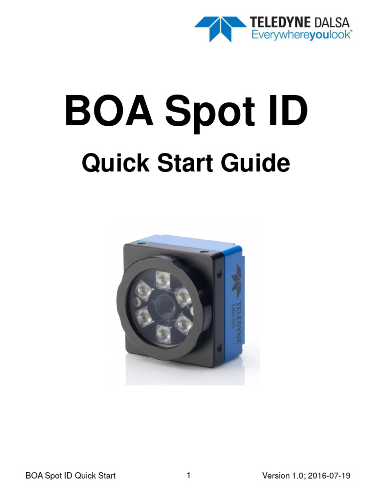 BOA Spot ID Quick Start Guide v1.0 | PDF | Camera Lens | Field Of View