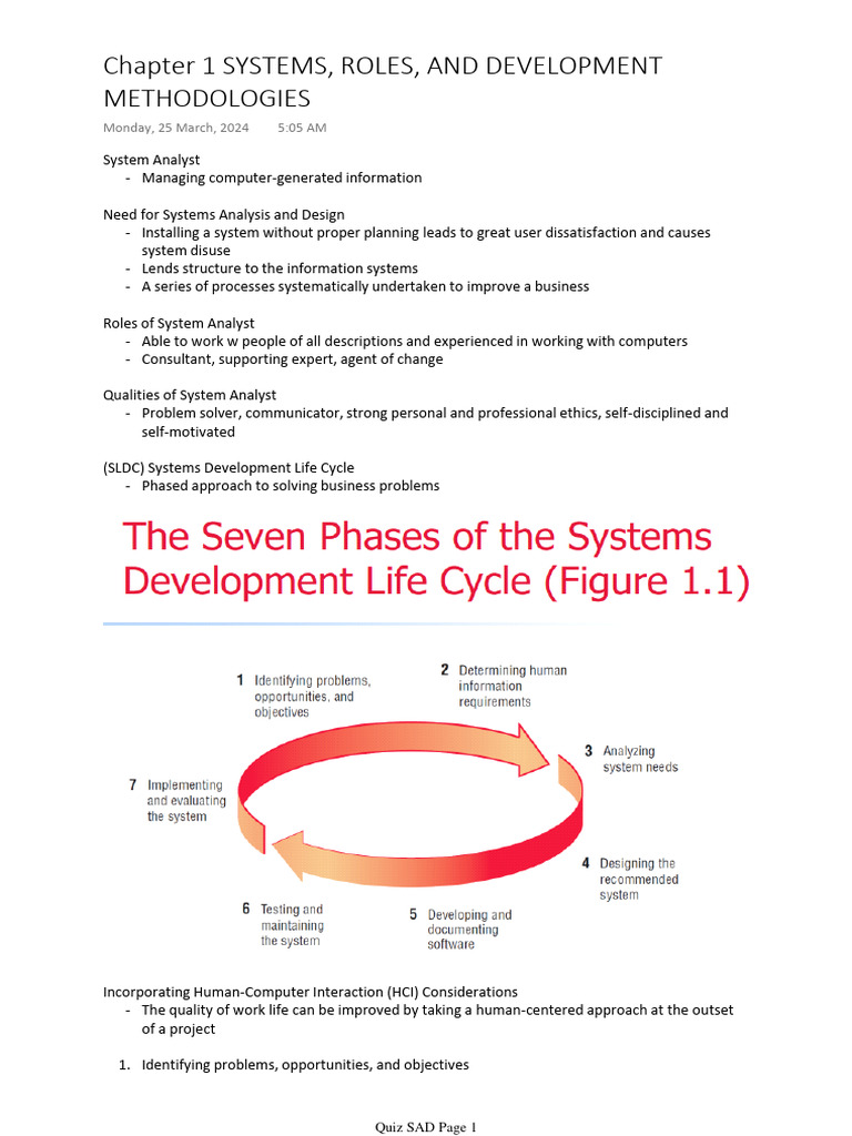 Chapter 1 SYSTEMS, ROLES, AND DEVELOPMENT METHODOLOGIES | PDF | Software Development Process ...