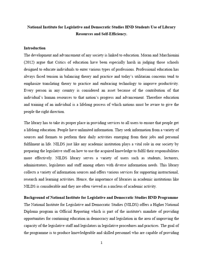 HND Use of library and self efficiency | PDF | Libraries | Information