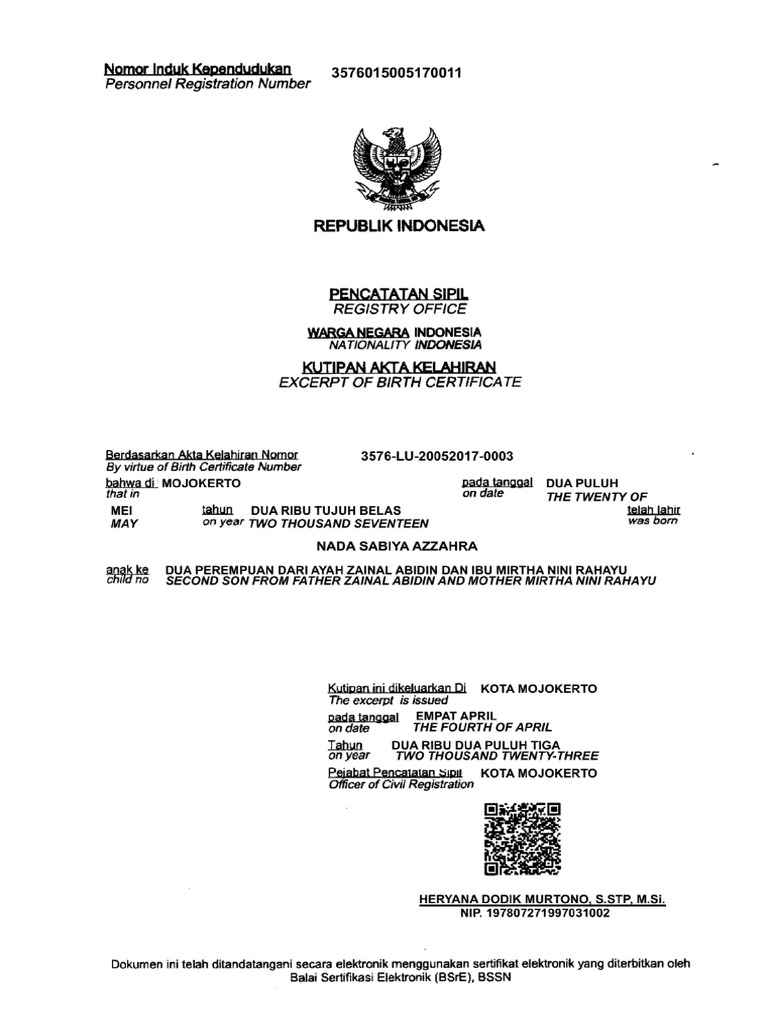 Akte Nadia Sabiya Scan Fiks | PDF