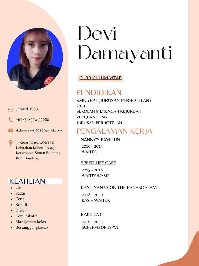 Minimalis Pastel CV Daftar Riwayat Hidup Guru Pendidikan Anak Usia Dini ...