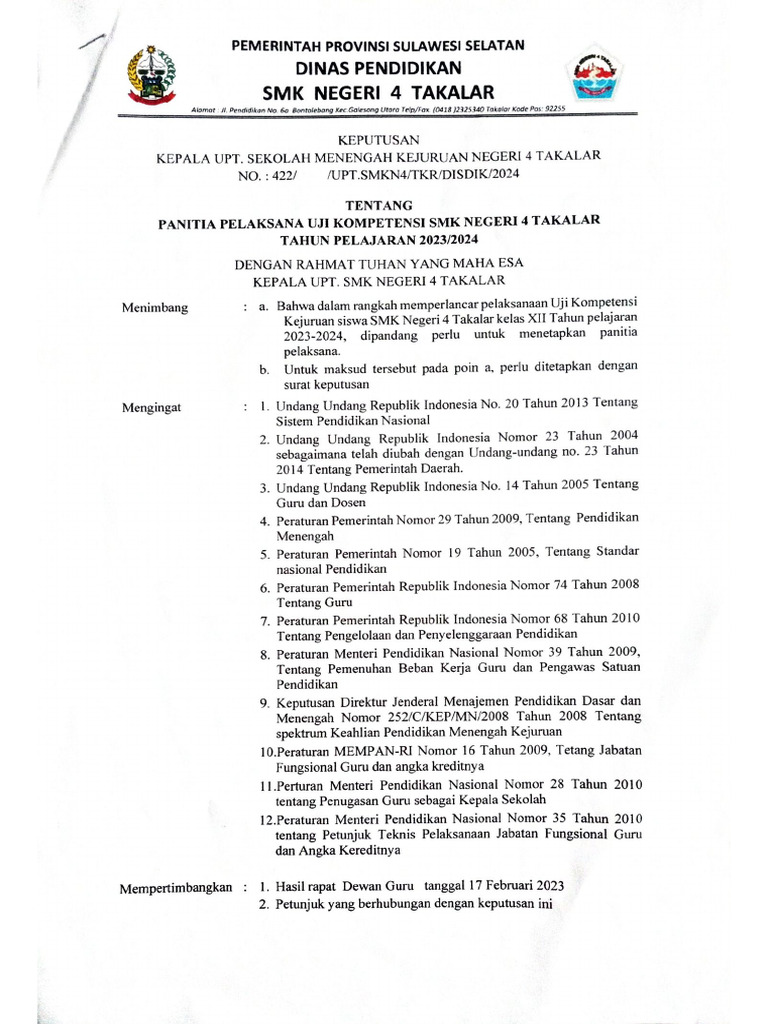 SK Panitia Ukk 2024 | PDF