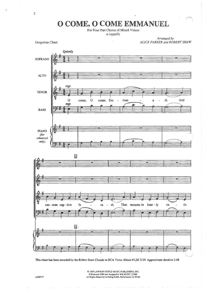 Parker - O Come, O Come, Emmanuel | PDF