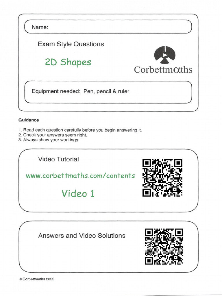 2D Shapes Answers | PDF