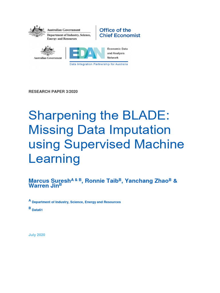 Sharpening The Blade Missing Data Imputation Using Supervised Machine Learning | PDF | Machine ...