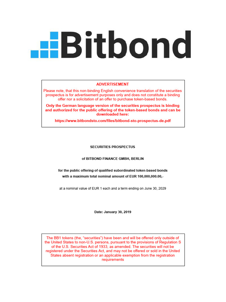Bitbond Sto Prospectus | PDF | Bonds (Finance) | Interest