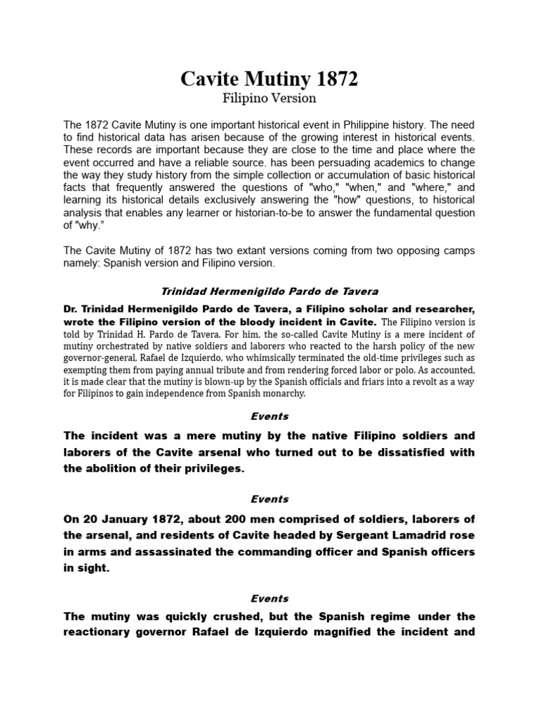 Cavite Mutiny Filipino Version | PDF | Philippines–Spain Relations ...
