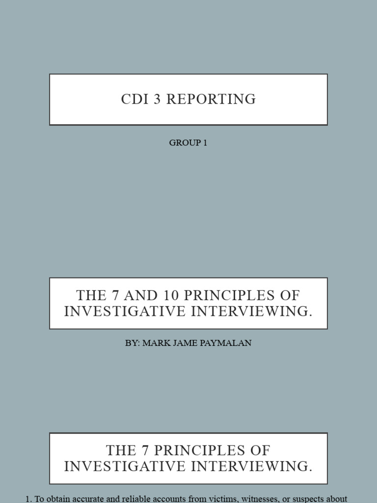Cdi-3-Reporting Group 1 | PDF | Interview | Witness