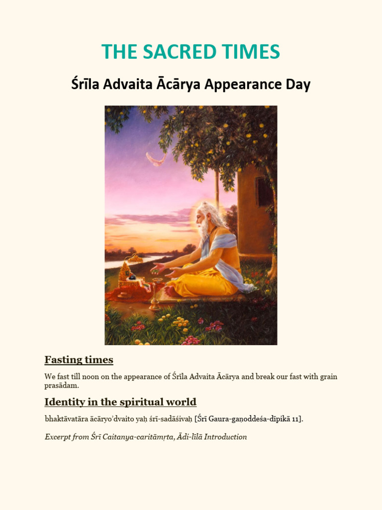 Srila Advaita Acarya Appearance Day | PDF | Krishna | Hinduism