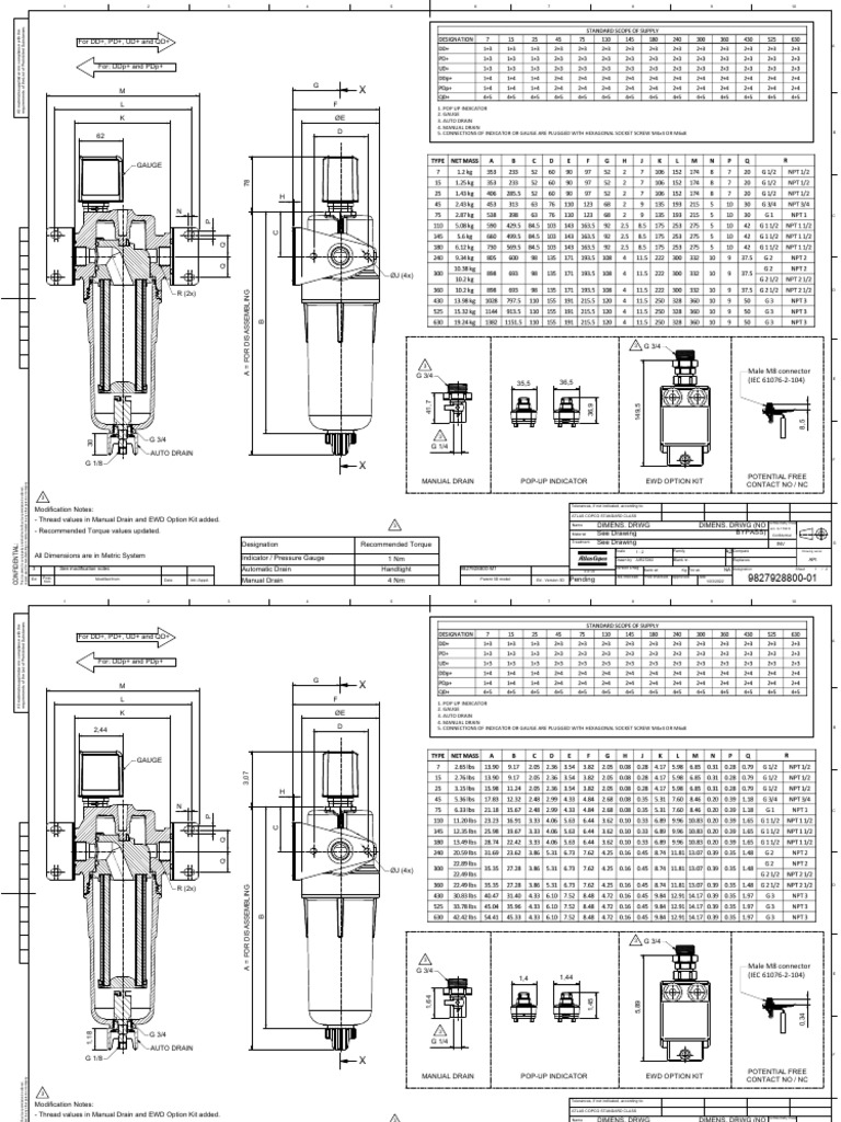 AC Filtros - DD - 2B DDP - 2B PD - 2B PDP - 2B UD - 2B QD - 2B 7-630 ...
