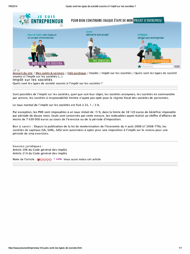 Quels Sont Les Types de ... Mpôt Sur Les Sociétés | PDF