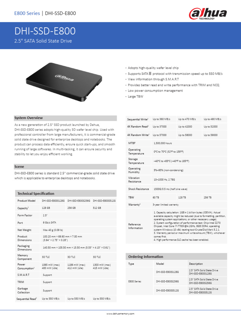 An example -- SSD 256GB en datasheet | PDF | Solid State Drive | Computer Architecture