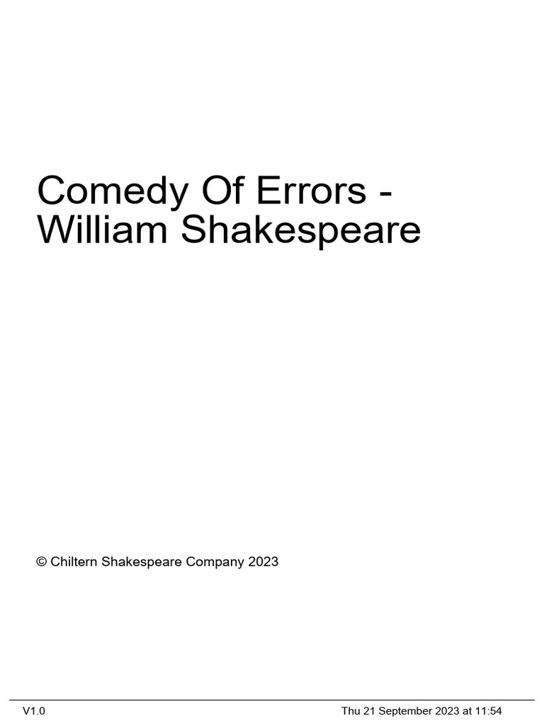 Comedy of Errors William Shakespeare 202309211154 | PDF | The Comedy Of ...