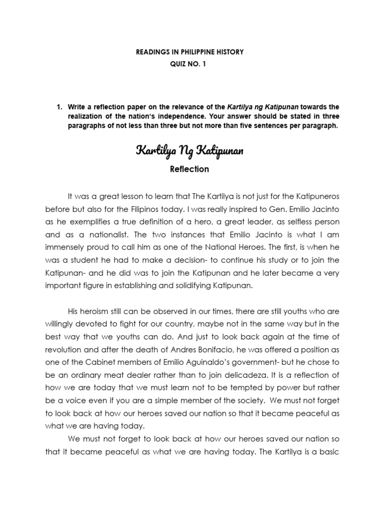 READINGS IN PHILIPPINE HISTORY QUIZ NO. 1 | Download Free PDF | Philippines