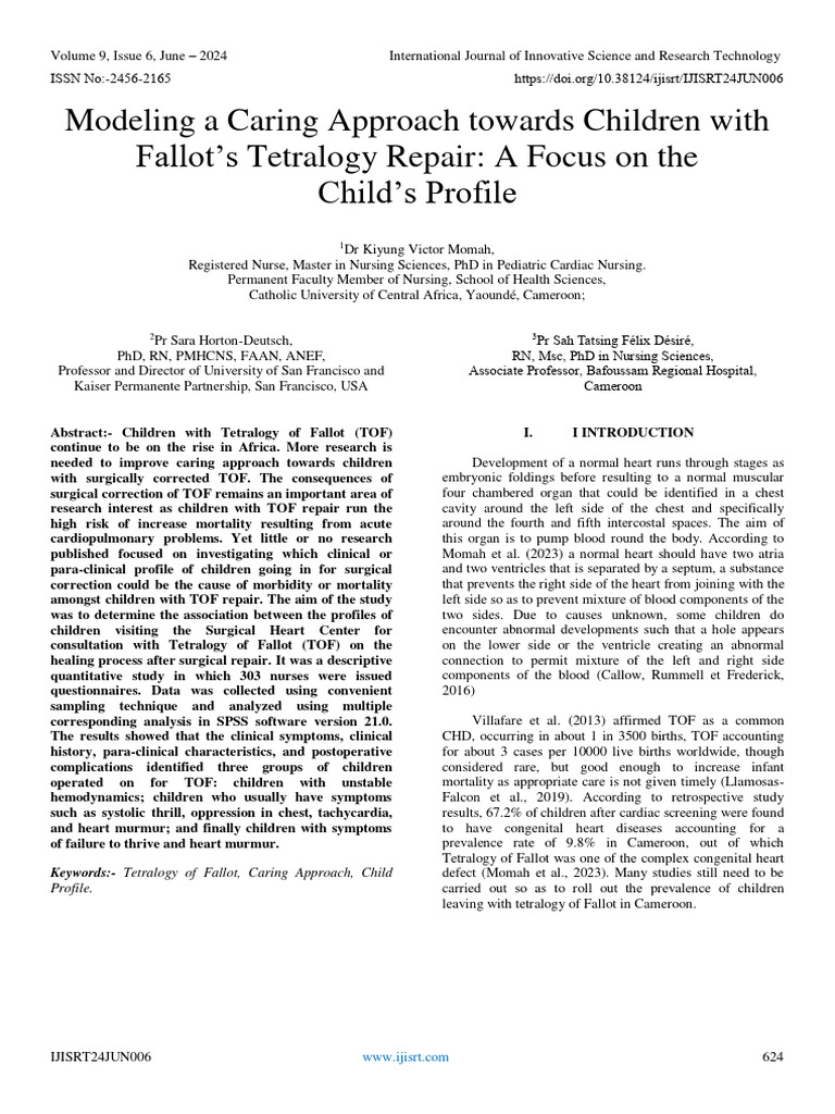 Modeling A Caring Approach Towards Children With Fallot's Tetralogy ... Modeling A Caring Approach Towards Children With Fallot's Tetralogy ...