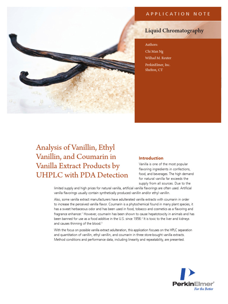 App - Analysis of Vanillin Ethyl Vanillin and Coumarin in Vanilla ...