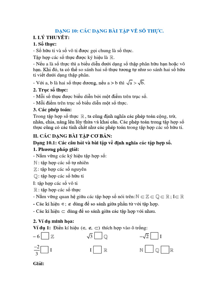 Cac Dang Bai Tap Ve So Thuc Va Cach Giai Toan Lop 7 | PDF
