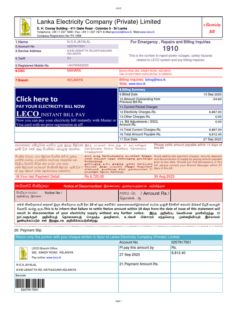 LECO Electricity Bill Summary | PDF | Power (Physics) | Electric Power