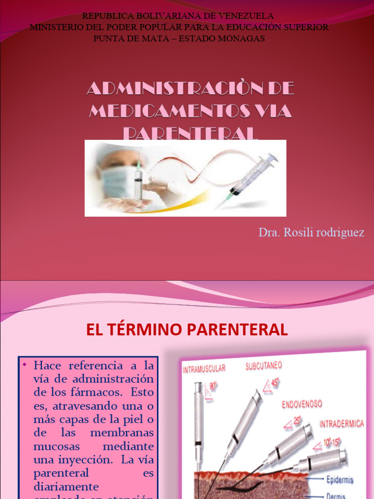 Vías Y Técnicas De Administración Parenteral Pdf Inyección
