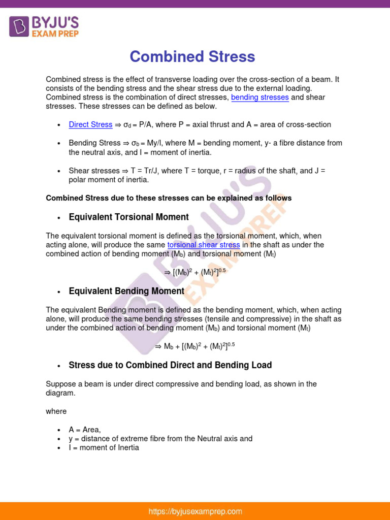 Combined Stress Gate Notes 55 | PDF | Bending | Beam (Structure)