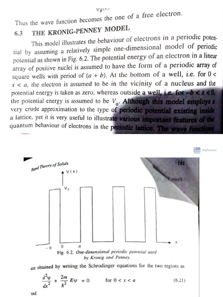 Kronig Penney Model | PDF