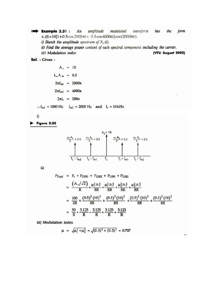 Ampliduted Modulation Solved Problems Pdf