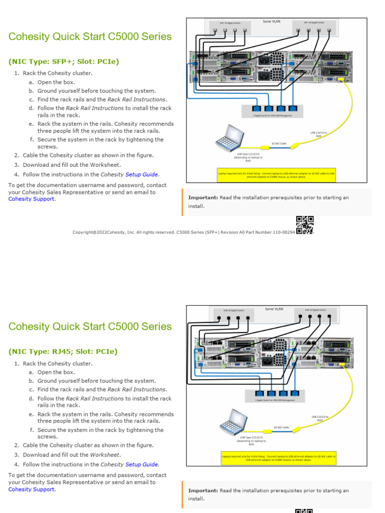 Cohesity Quick Start C5000 Series: (Nic Type: SFP+ Slot: Pcie) | PDF ...