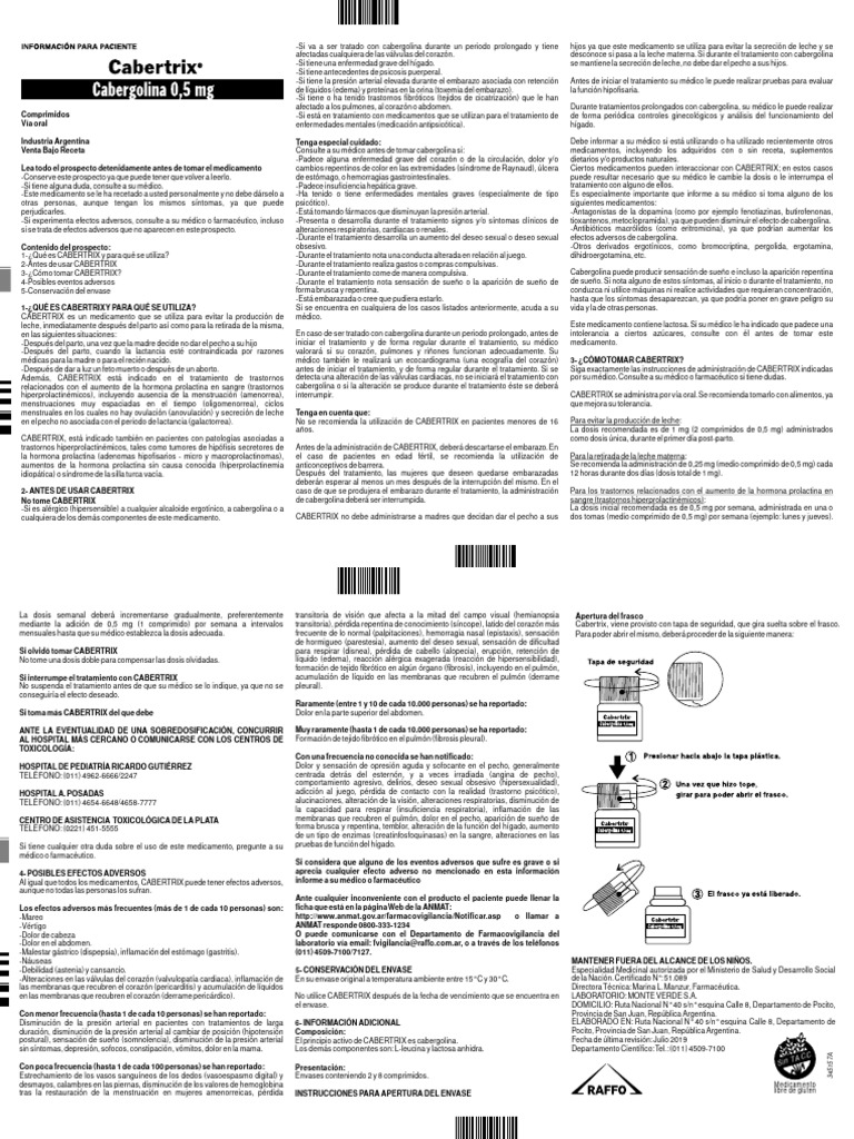 Cabertrix Prospecto Pacientes RAFFO | PDF | Enfermedades y trastornos ...
